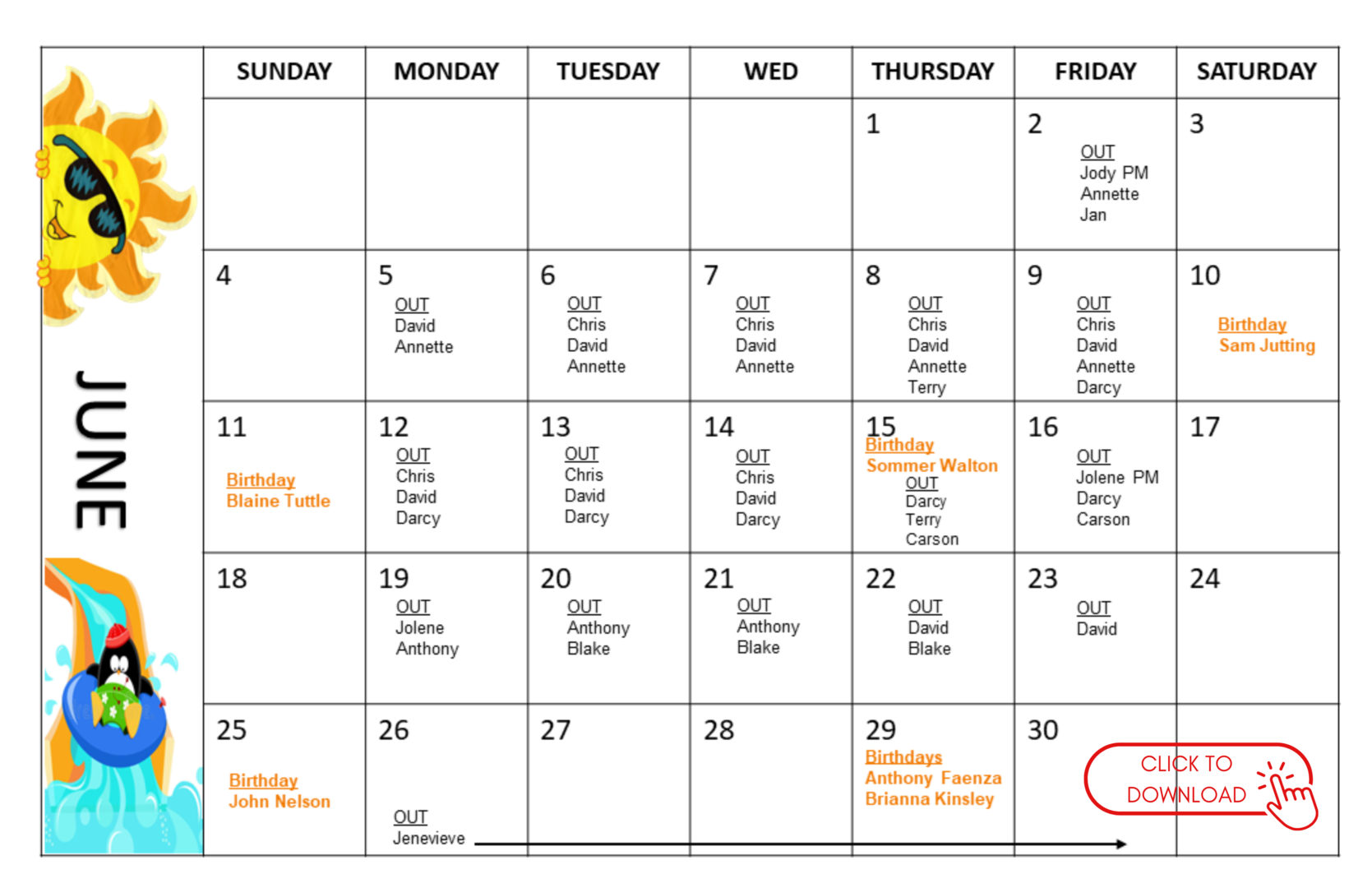 Calendars & Events - Denny Elwell Company